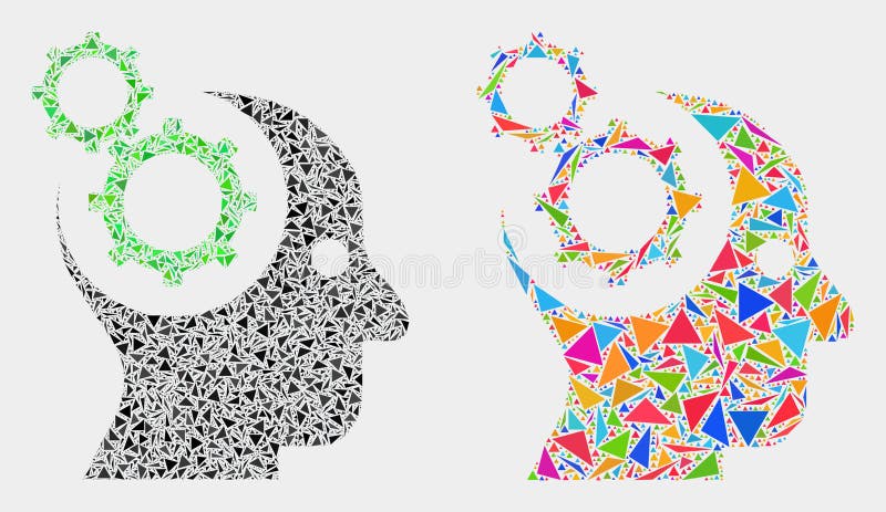 Vector Head Gears Mosaic Icon of Triangles Stock Vector - Illustration ...