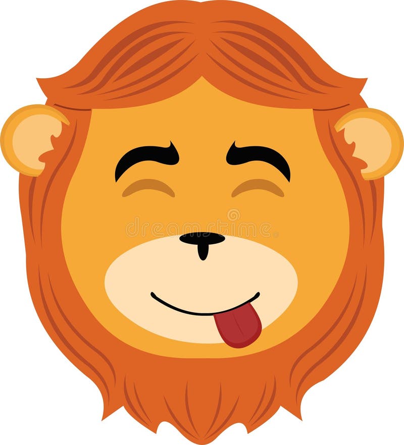 Vector Head Lion Yummy Expression Stock Vector - Illustration of ...