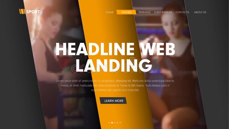 Vector Header Design with Diagonal Black and Yellow Lines and a Stock ...