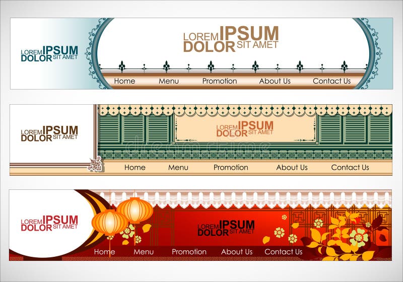 Vector Header Horizontal Web Menu Design. Stock Vector - Illustration ...