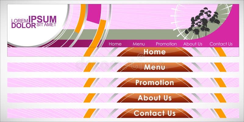 Vector Header Horizontal Web Menu Design. Stock Vector - Illustration ...