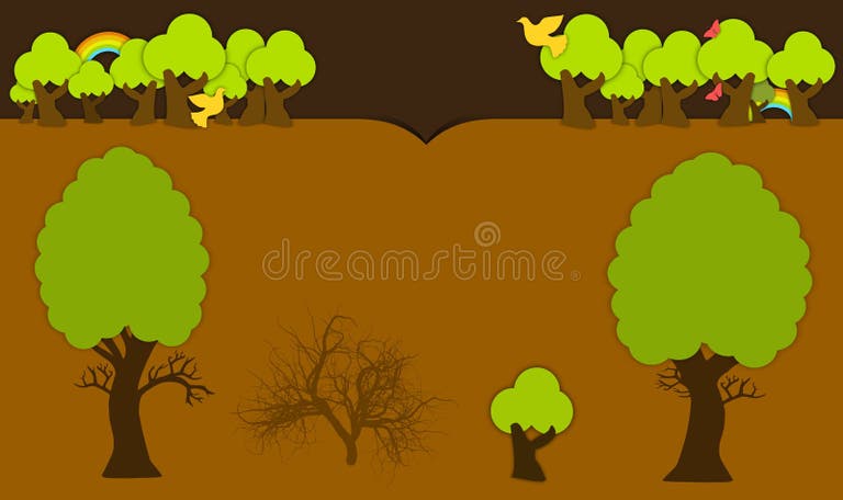 Vector Header with Trees and Woods Elements Stock Vector - Illustration ...