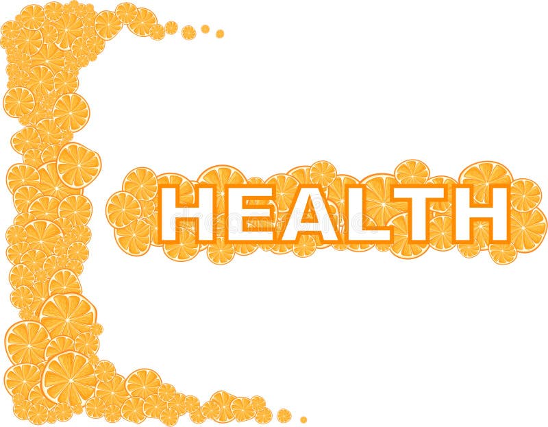 Vector Health Frame with Orange Stock Vector - Illustration of fruit ...
