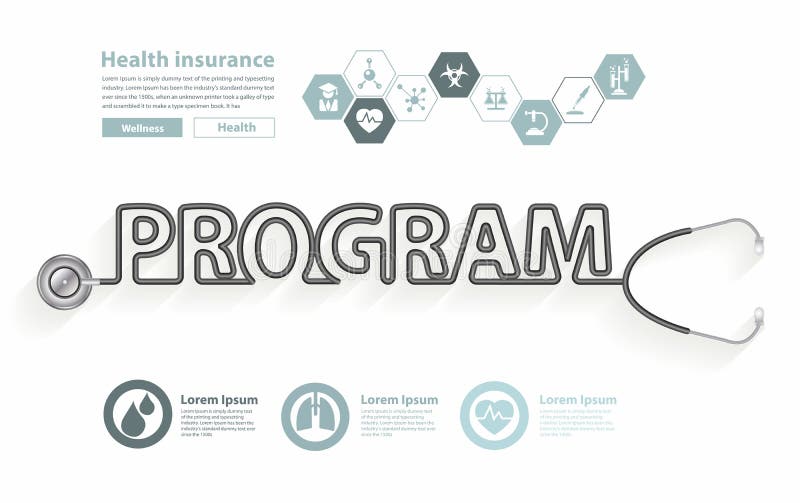 Vector Health Program Ideas Concept Stethoscope in the Shape Stock ...