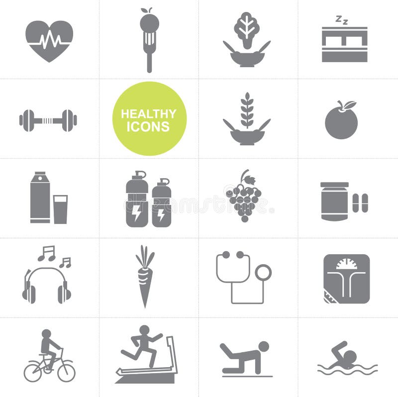 Vector Healthy Icon Set Design Stock Vector - Illustration of flat ...