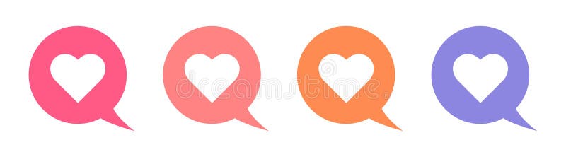 Vector Heart in Bubble Speech Icon Set Stock Illustration ...
