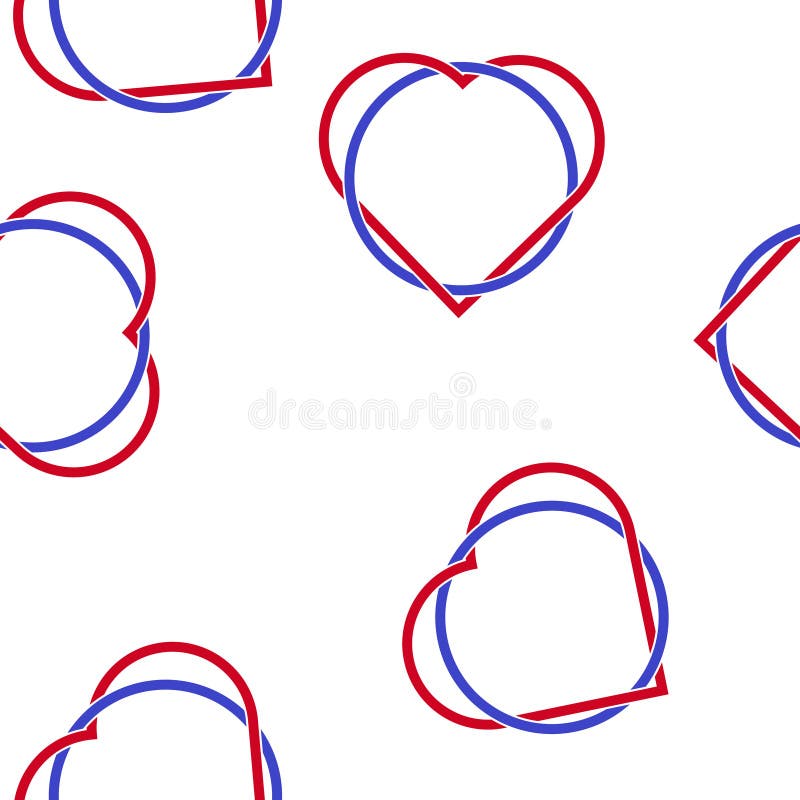Vector Heart and Circle Seamless Pattern on a White Background Stock ...