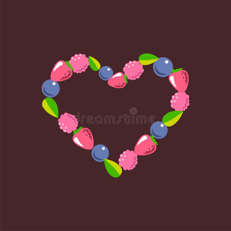 Vector Heart Consists of Berries Stock Vector - Illustration of fruit ...