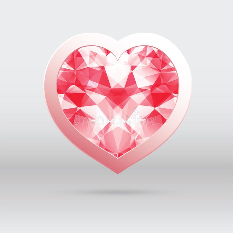Vector Heart with Diamond, Abstract Design for Val Stock Vector ...