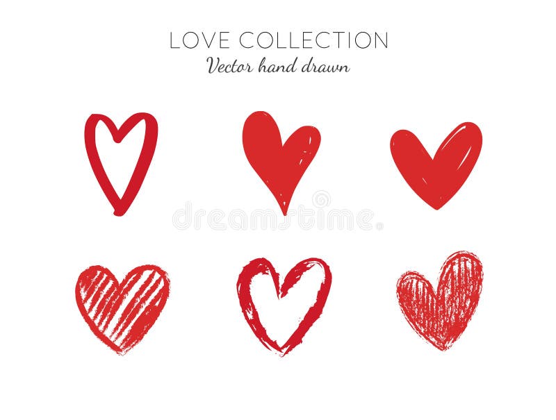 Vector Heart Element Set. Hand Drawn Stock Vector - Illustration of ...