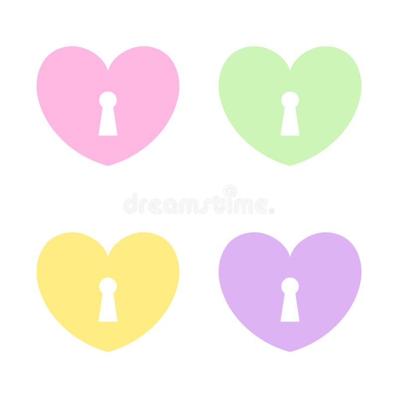 Vector Heart Lock Set in Multiple Colors Stock Vector - Illustration of ...