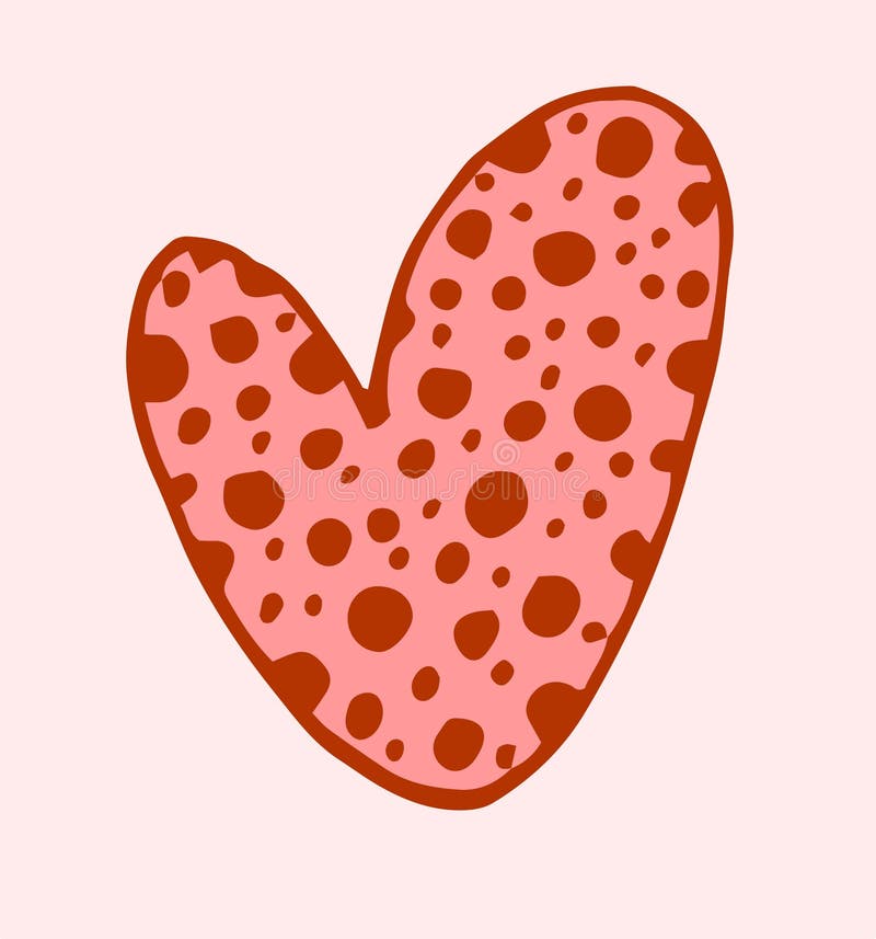 Vector Heart of Pink Color with a Contour and a Pattern of Dark Red ...