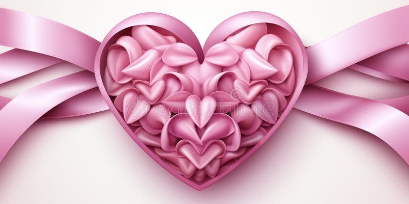 Vector Heart from Pink Ribbon 3d Rendering, 4k Ultra Hd Stock ...