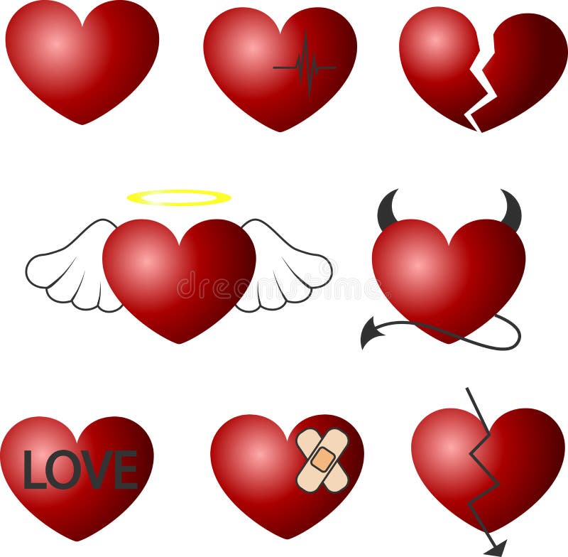 Vector Heart with a Red-white Gradient of the Correct Form. Heart with ...