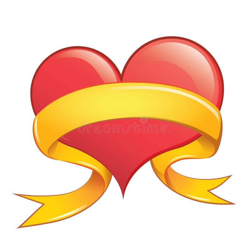 Vector Heart with Ribbon stock vector. Illustration of isolated - 45560524