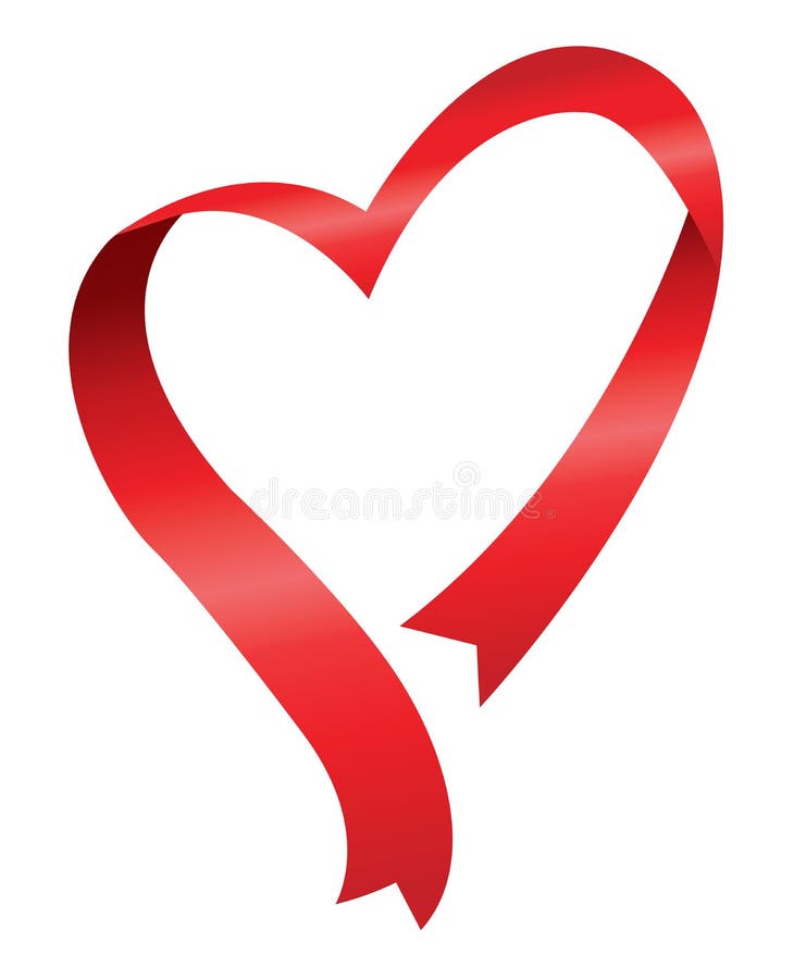 Vector Heart Ribbon on White Background Stock Vector - Illustration of ...