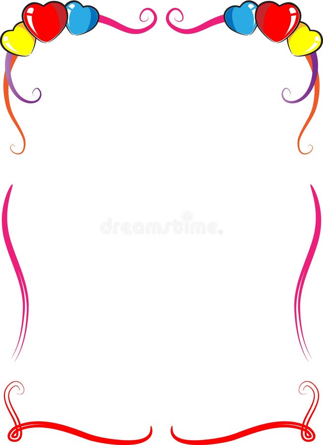 Vector Heart Shape Balloons Border Drawing Stock Vector - Illustration ...
