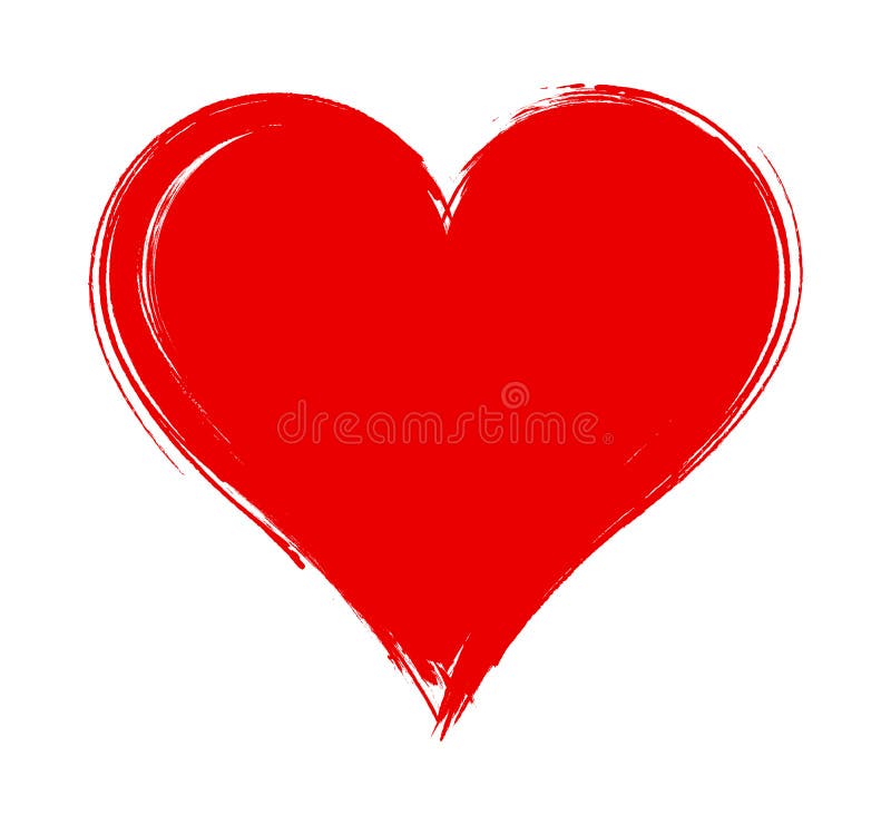 Vector Heart Shape Frame with Brush Painting on White Stock Vector ...