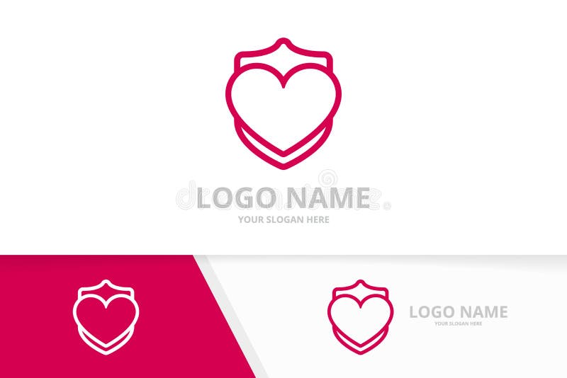 Vector Heart and Shield Logo Combination. Love and Guard Logotype Design Template. Stock Vector ...