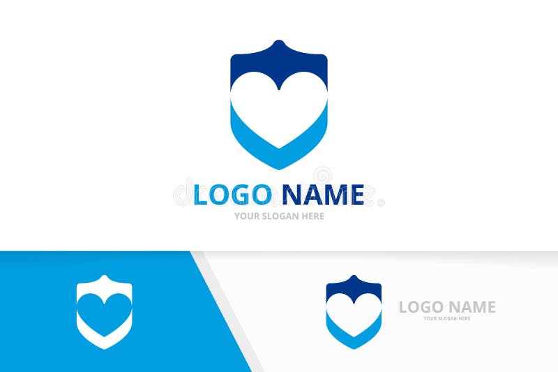 Vector Heart and Shield Logo Combination. Love Security Logotype Design ...