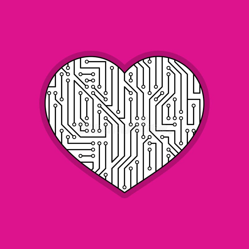 Vector Heart Sign with Circuit Board Pattern Stock Vector ...