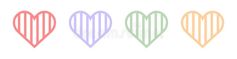 Vector Heart with Stripes Style Icon Set Stock Illustration ...