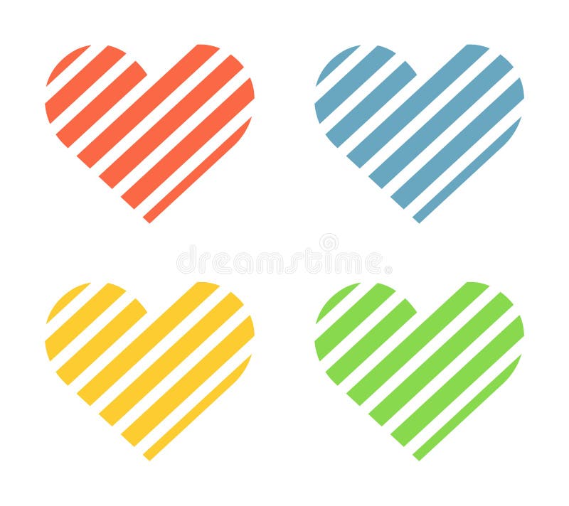 Vector Heart with Stripes Style Icon Set Stock Vector - Illustration of ...