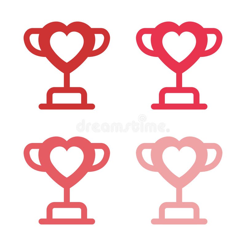 Vector Heart Trophy Icon Set Stock Illustration - Illustration of ...
