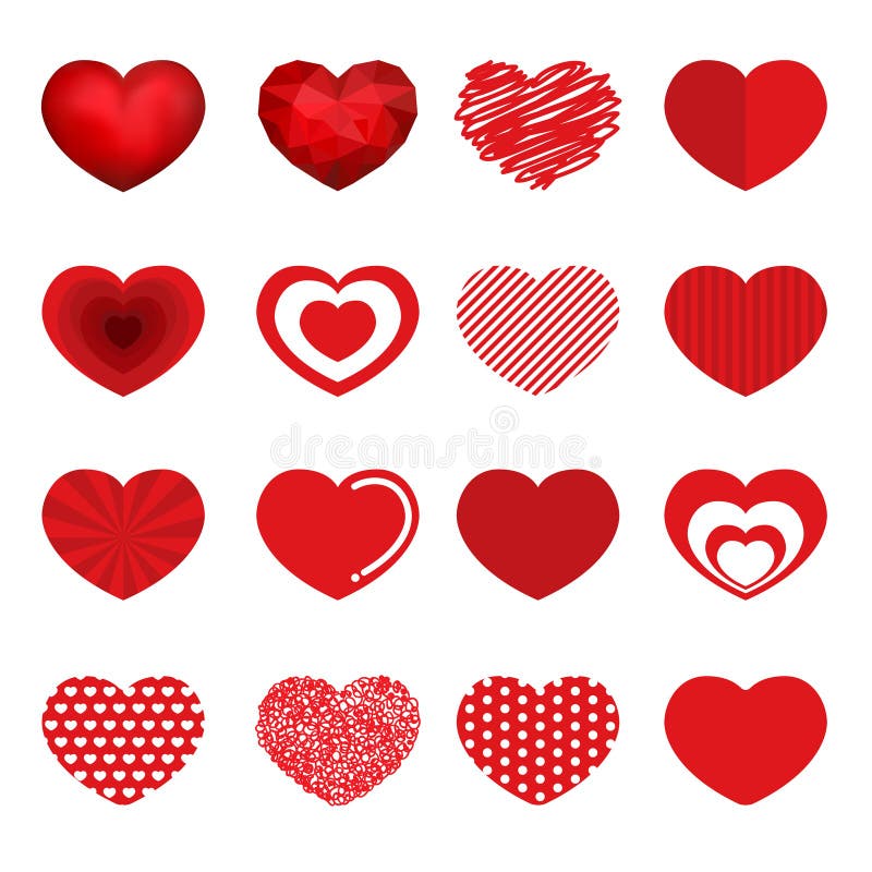 Vector Hearts Design Set 16 Style for Valentine Day Stock Vector ...