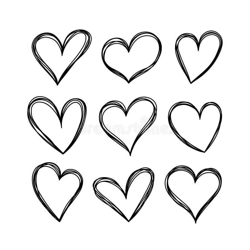 Vector Hearts in Doodle Style. Stock Vector - Illustration of concept ...