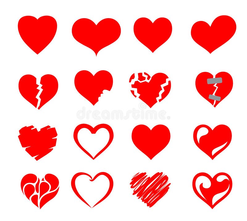 Heart Valentine Icon Set Stock Vector Illustration Of Romantic 36487250