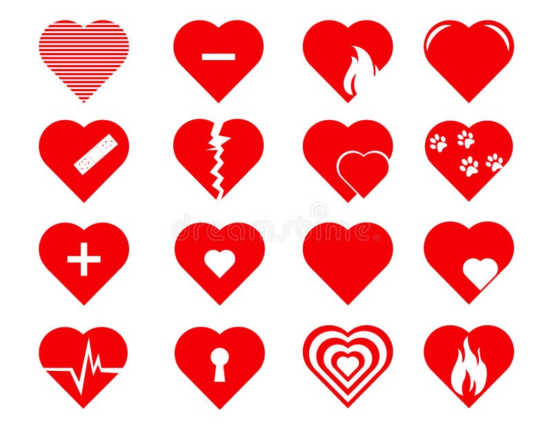 Vector hearts icons set stock vector. Illustration of decoration ...