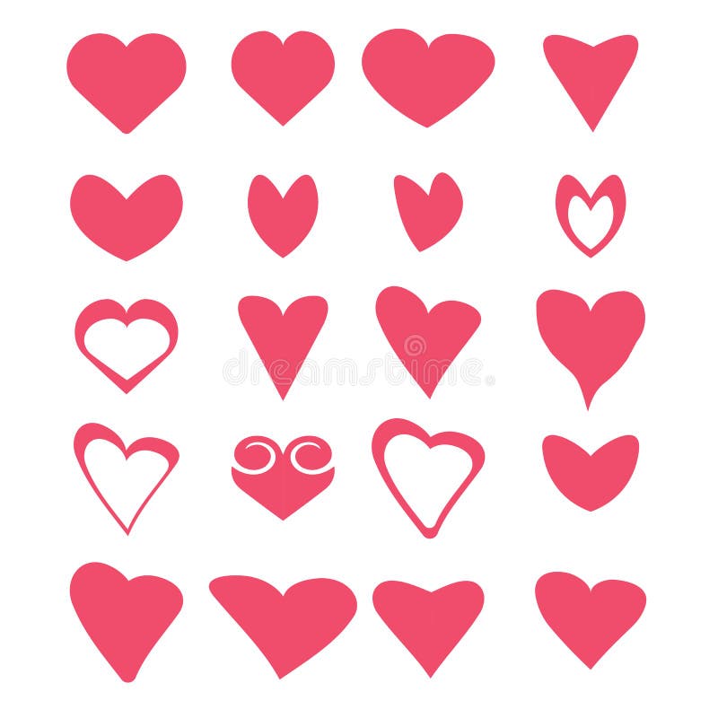 Vector Hearts Set. Heart Sign Collection Stock Vector - Illustration of ...