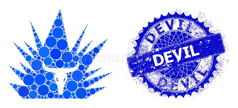 Vector Hell Demon Composition of Dots and Grunge Devil Badge Stock ...
