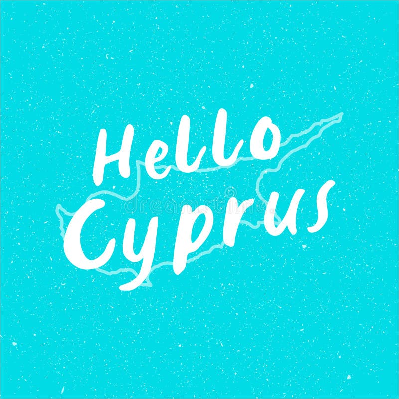 Vector Hello Cyprus Text Design Illustration and Gold Palm Leaves Stock ...
