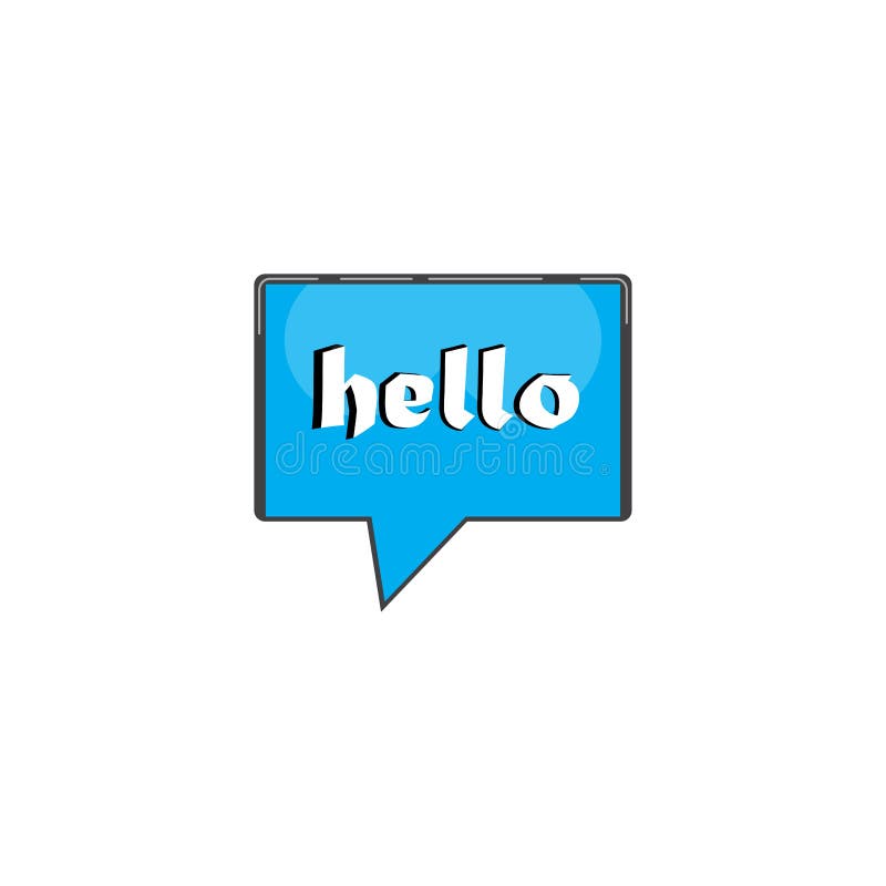 Vector Hello 3D Icon. Hello Text Box Stock Vector - Illustration of ...