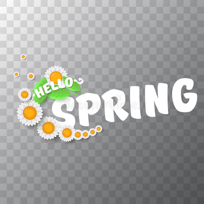 Vector Hello Spring Cut Paper Banner with Text and Flowers. Hello ...