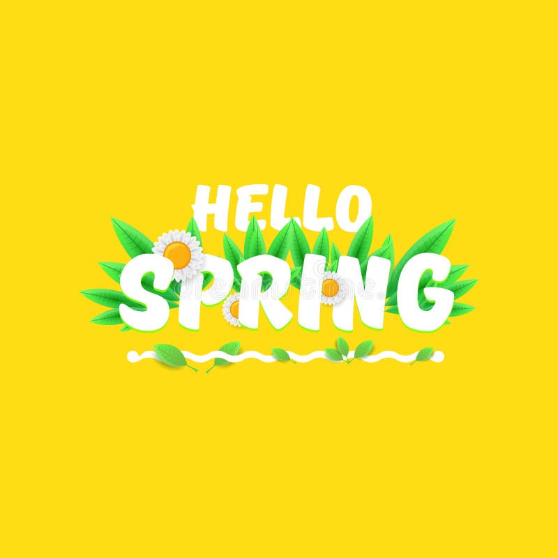 Vector Hello Spring Cut Paper Banner with Text and Flowers. Hello ...
