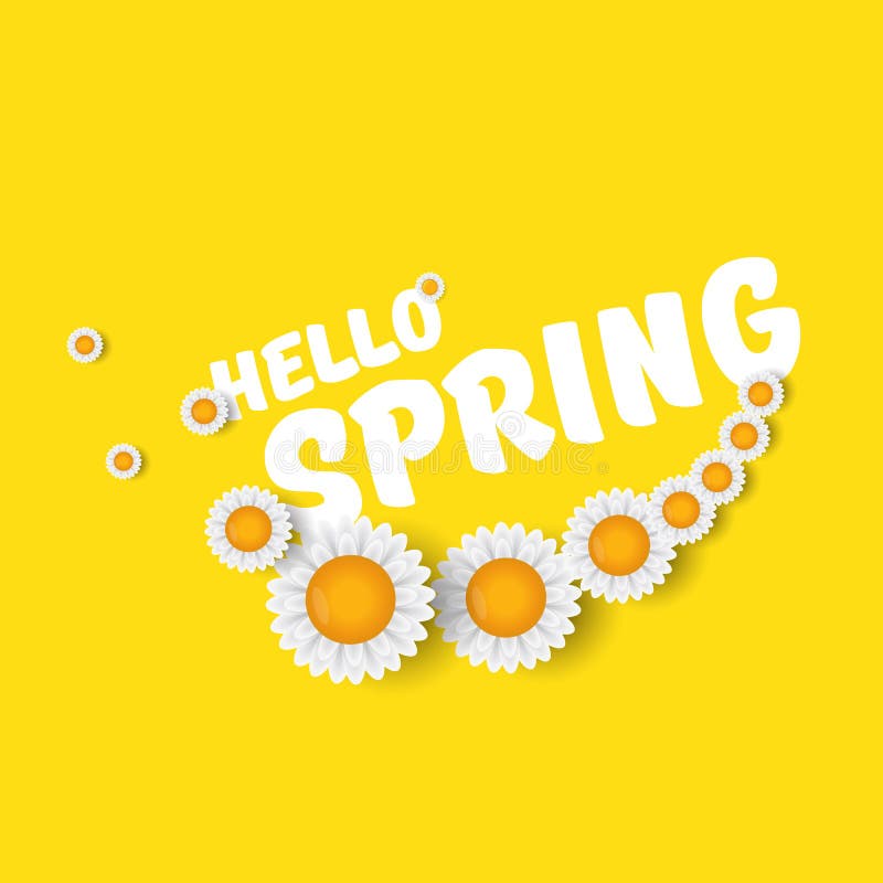 Vector Hello Spring Cut Paper Banner with Text and Flowers. Hello ...