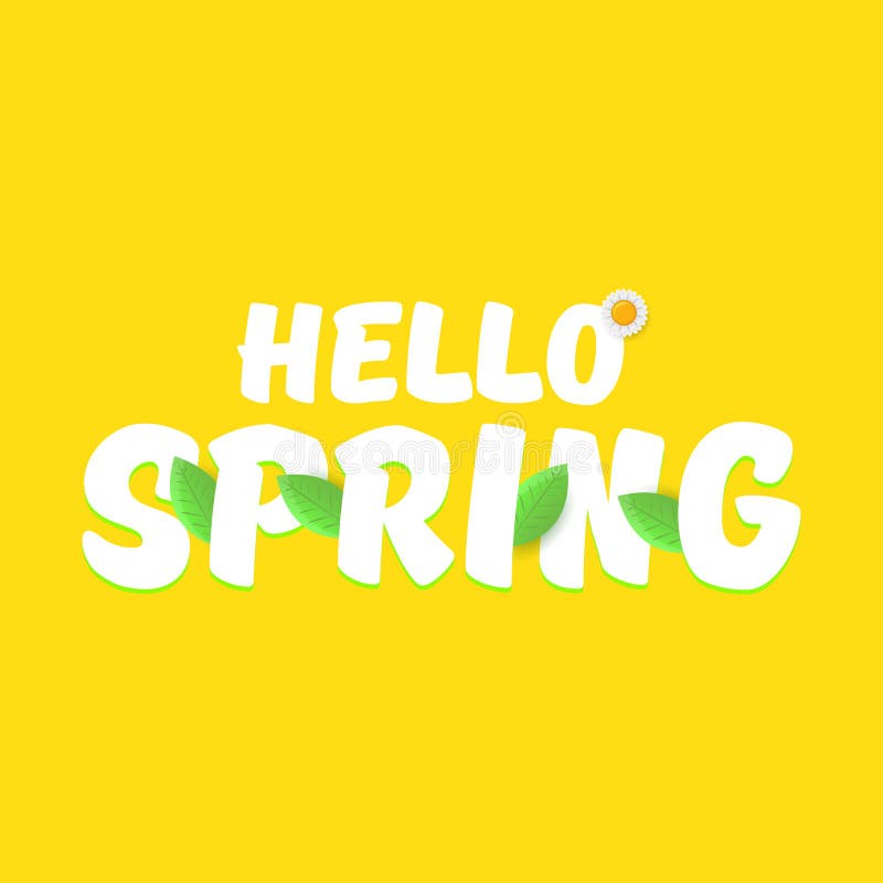 Vector Hello Spring Cut Paper Banner with Text and Flowers. Hello ...
