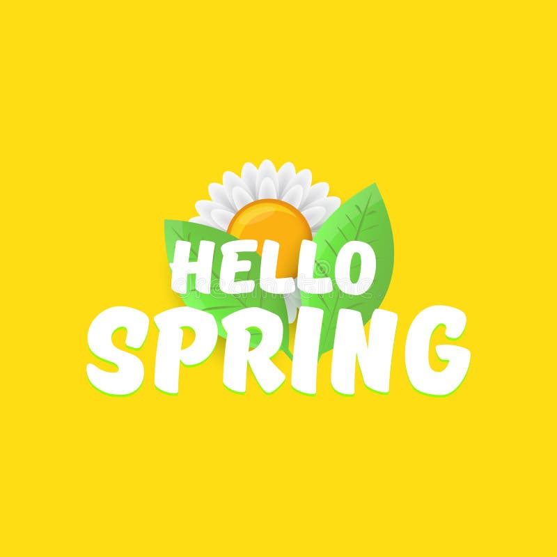 Vector Hello Spring Cut Paper Banner with Text and Flowers. Hello ...