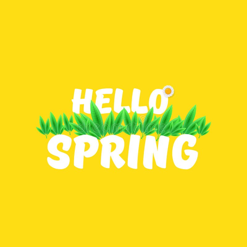 Vector Hello Spring Cut Paper Banner with Text and Flowers. Hello ...
