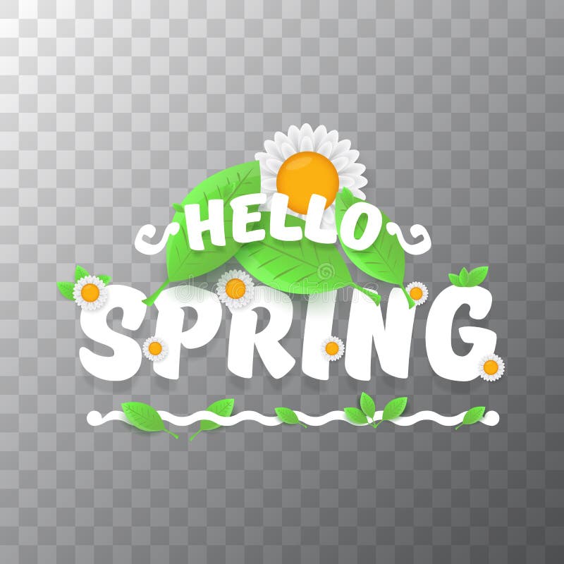 Vector Hello Spring Cut Paper Banner with Text and Flowers. Hello ...