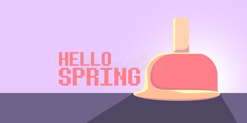 Vector Hello Spring Horizontal Banner with Flat Melt Ice Cream Isolated ...