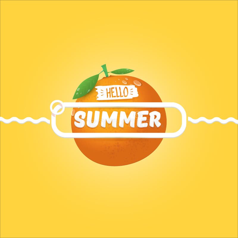 Vector Hello Summer Label or Flyer Design Template with Fresh Orange ...