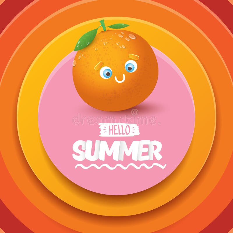 Vector Hello Summer Label or Flyer Design Template with Fresh Orange ...