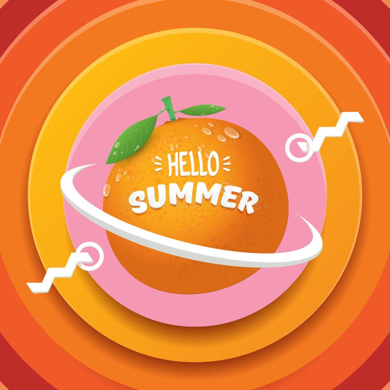Vector Hello Summer Label or Flyer Design Template with Fresh Orange ...