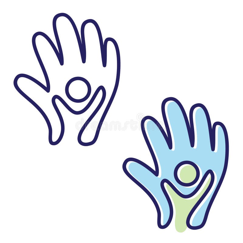 Vector Helping Hand Icon Symbol with Abstract Hand and People in Flat ...