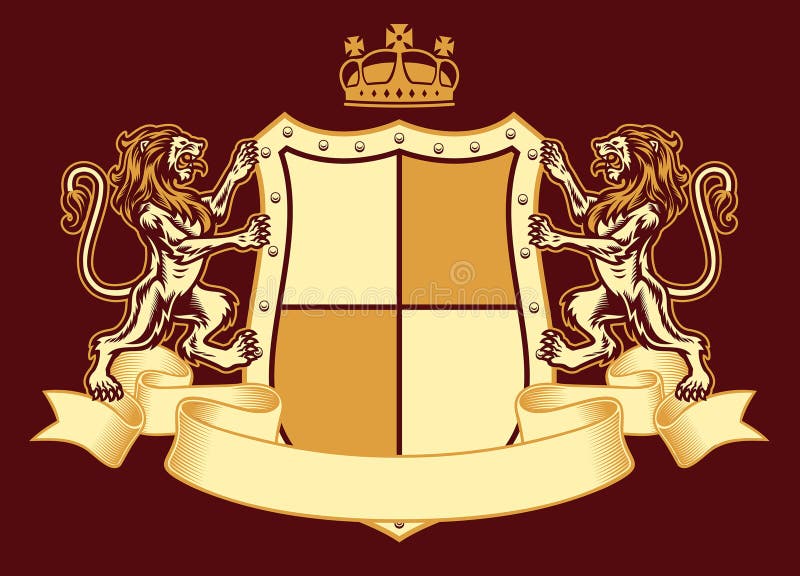 Heraldic Lion Crest Design stock vector. Illustration of sword - 270811256