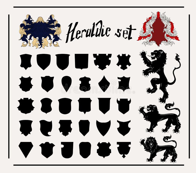 Vector Heraldic Set stock illustration. Illustration of award - 84021500